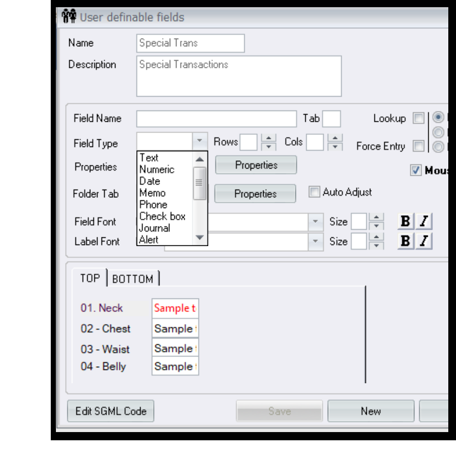 POS USER-DEFINABLE DATA CAPTURE